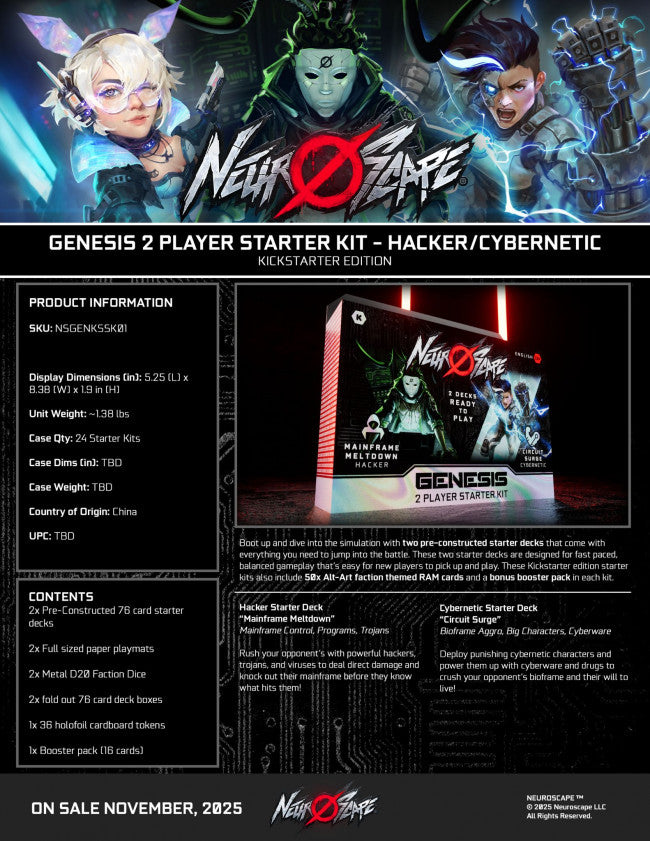 Neuroscape TCG Genesis 2 Player Starter Kit Hacker & Cybernetic